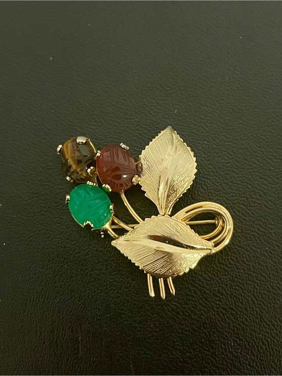 Burt Cassell | Jewelry | 2k Gold Filled Scarab Brooch With Brushed ...